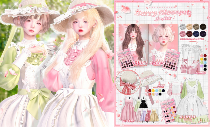 Second Life Marketplace - :uzu: x dalgona : Berry Blossom gacha - HAT (purple check)
